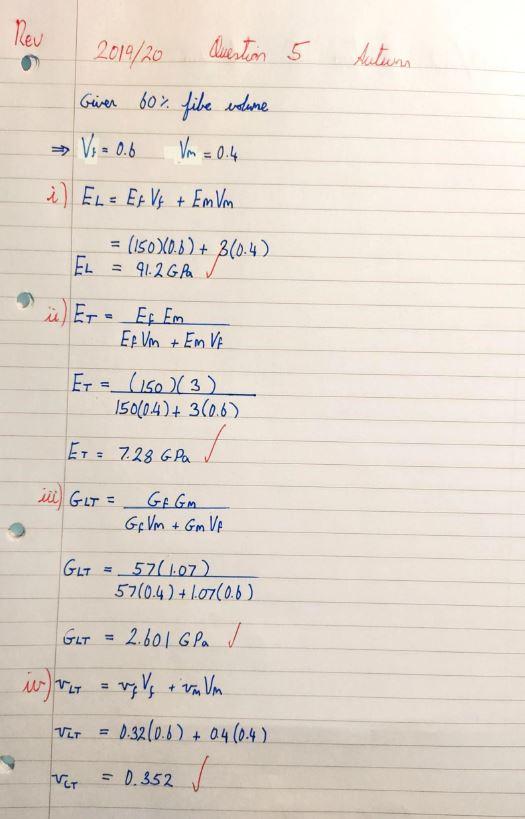 Question 5 a) Use the rule of mixtures micromechanics | Chegg.com