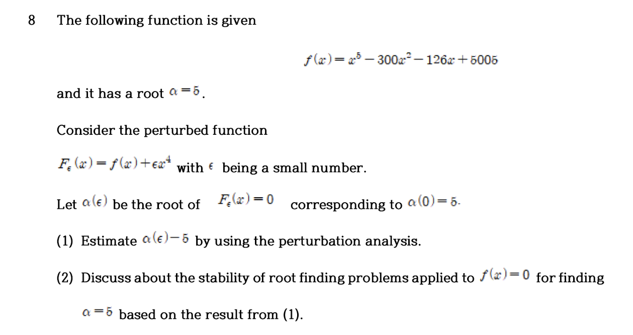 Solved 8 The following function is given | Chegg.com