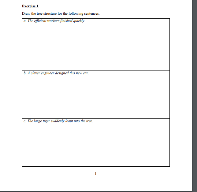 Exercise 1 Draw the tree structure for the following | Chegg.com