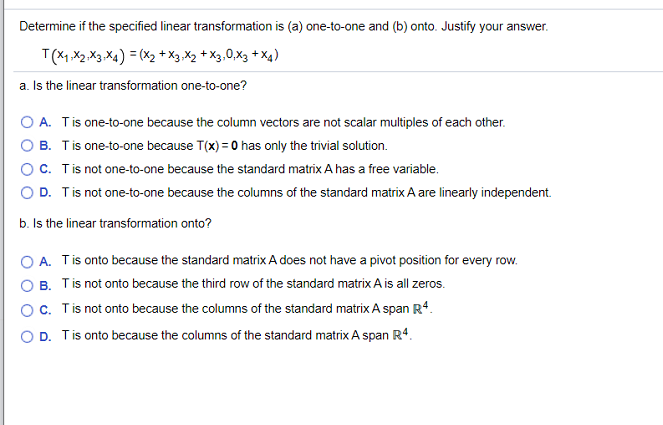 Solved Determine if the specified linear transformation is | Chegg.com