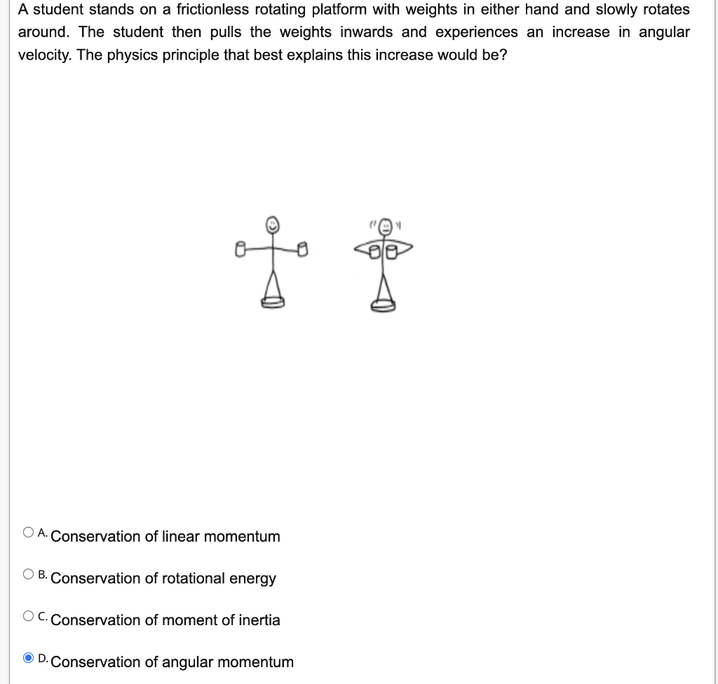 Solved A student stands on a frictionless rotating platform | Chegg.com