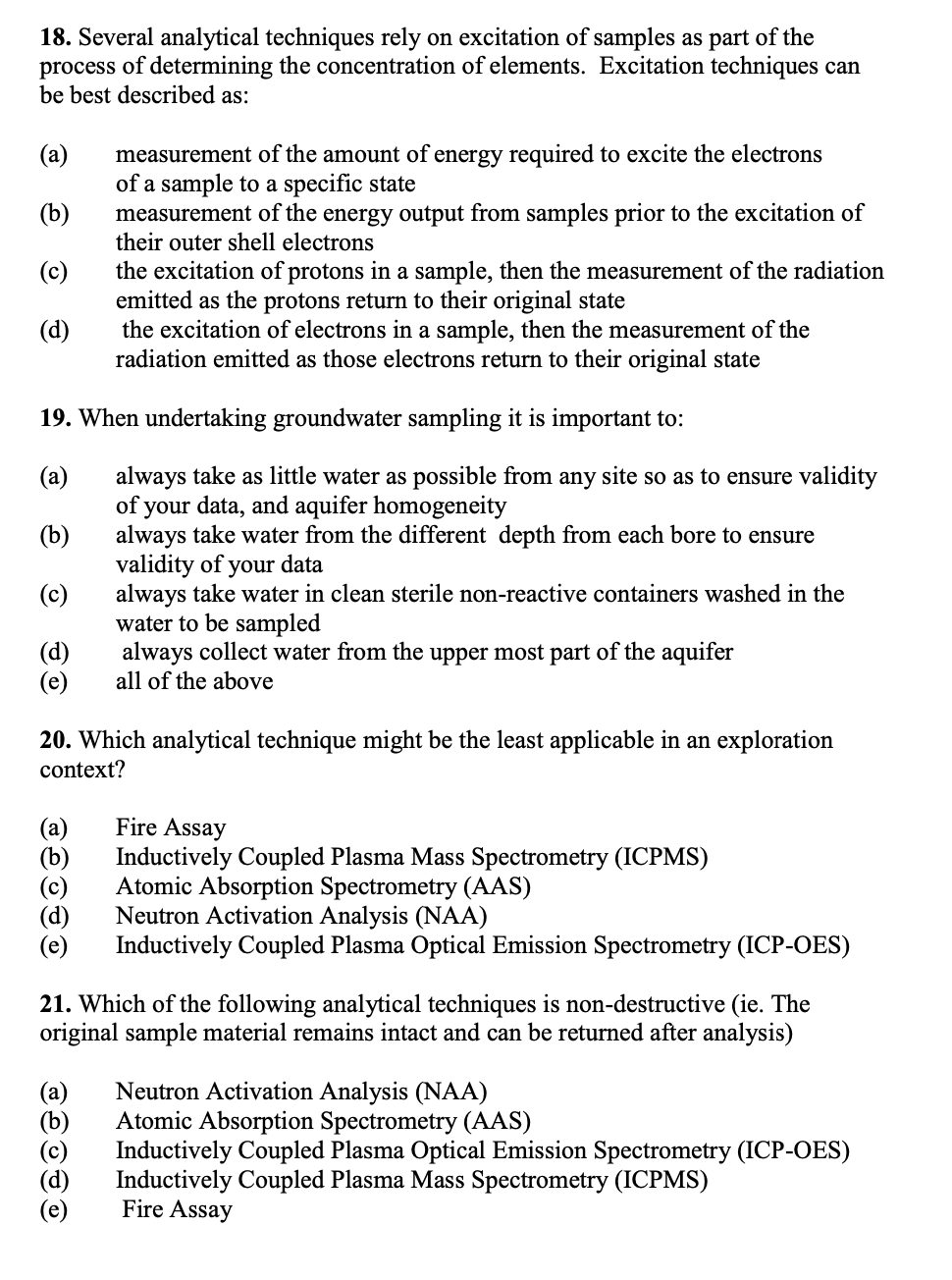 Solved 18. Several analytical techniques rely on excitation | Chegg.com