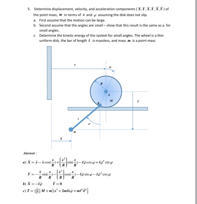 Solved Determine displacement, velocity, and acceleration | Chegg.com