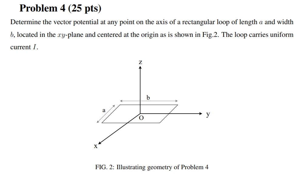 Solved Problem 4 (25 pts) Determine the vector potential at | Chegg.com