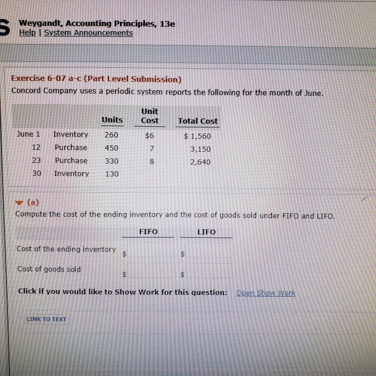 Solved Weygandt, Accounting Principles, 13e Help | System | Chegg.com