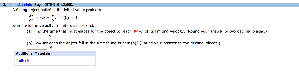 Solved nts iffEQ A falling object satisfies the initial | Chegg.com
