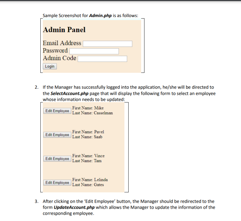 Solved Sample Screenshot for Admin.php is as follows: Admin | Chegg.com