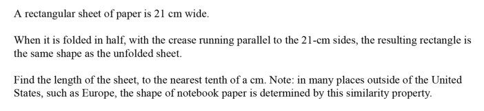 Solved A rectangular sheet of paper is 21 cm wide. When it | Chegg.com