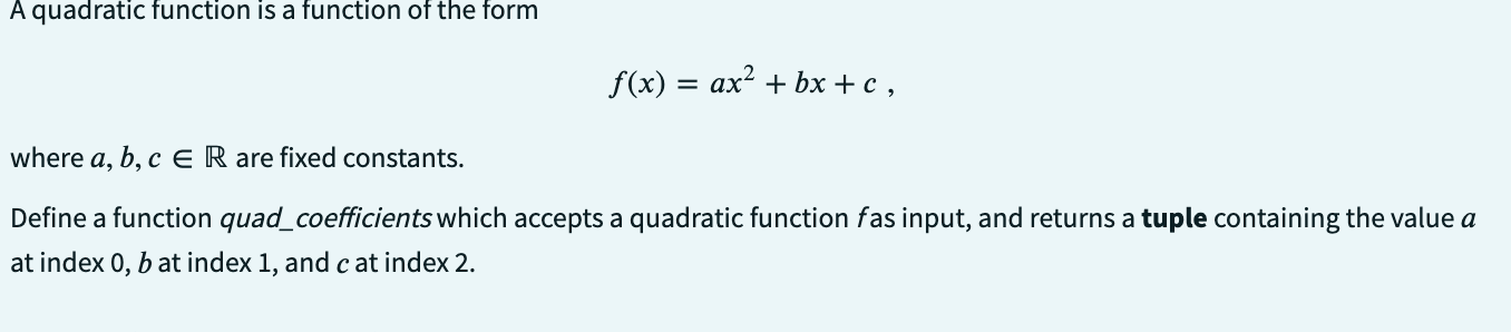 Solved A quadratic function is a function of the form | Chegg.com