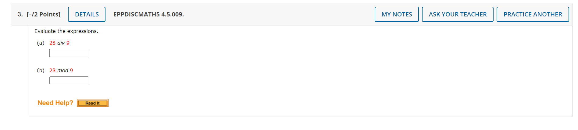 Solved 3. [-/2 Points] DETAILS Evaluate the expressions. (a) | Chegg.com