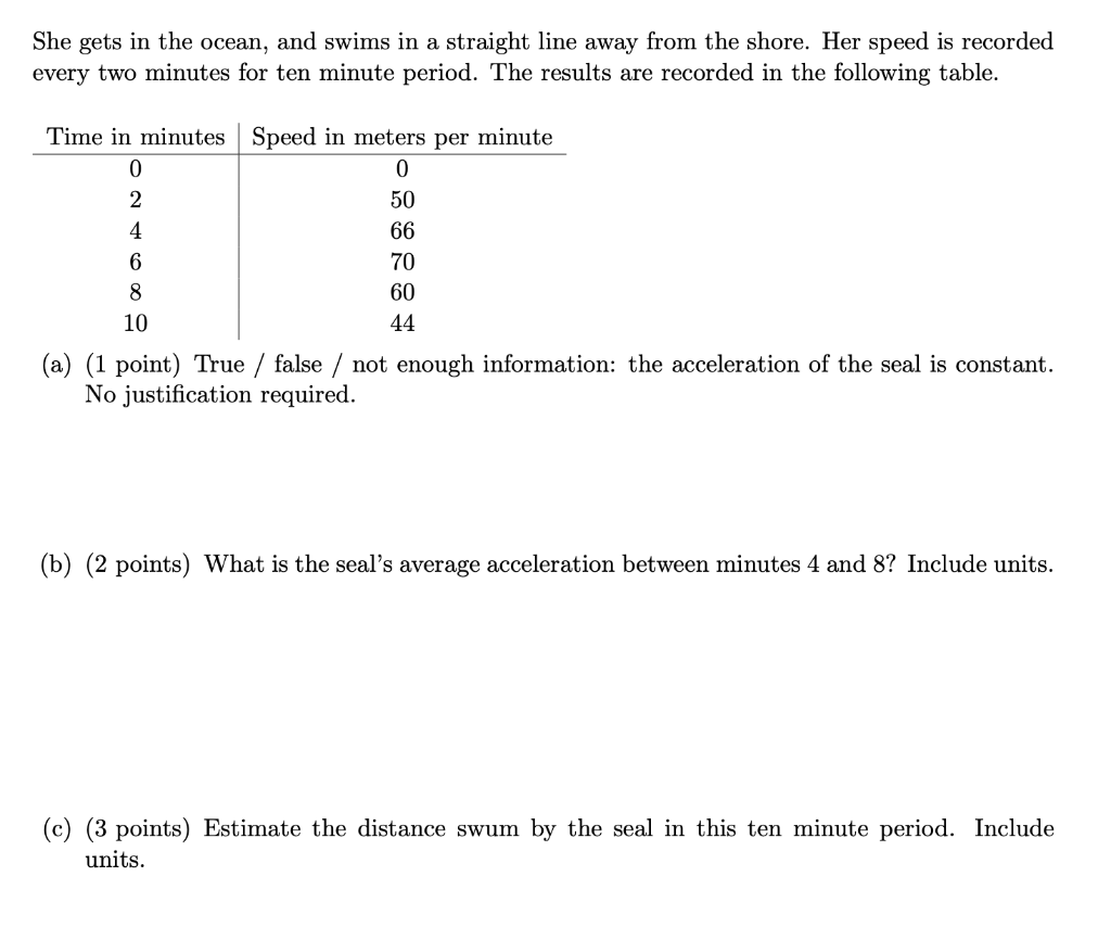 Solved She gets in the ocean, and swims in a straight line | Chegg.com