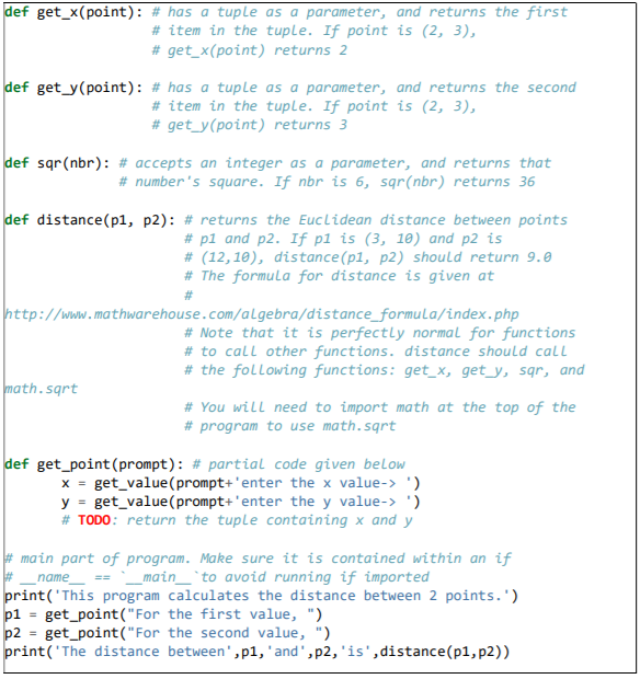 Solved def get_value(prompt): nbr = input(prompt) return | Chegg.com