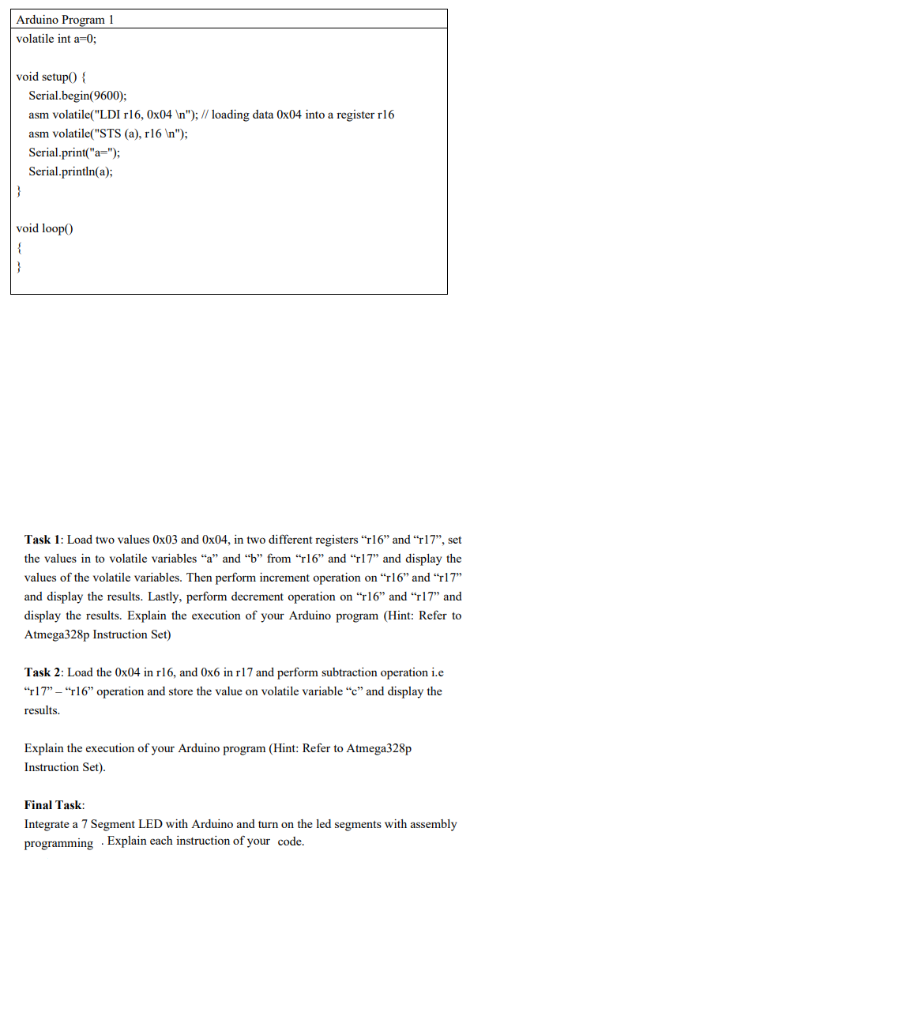 Solved Task 1: Load two values 0×03 and 0×04, in two | Chegg.com