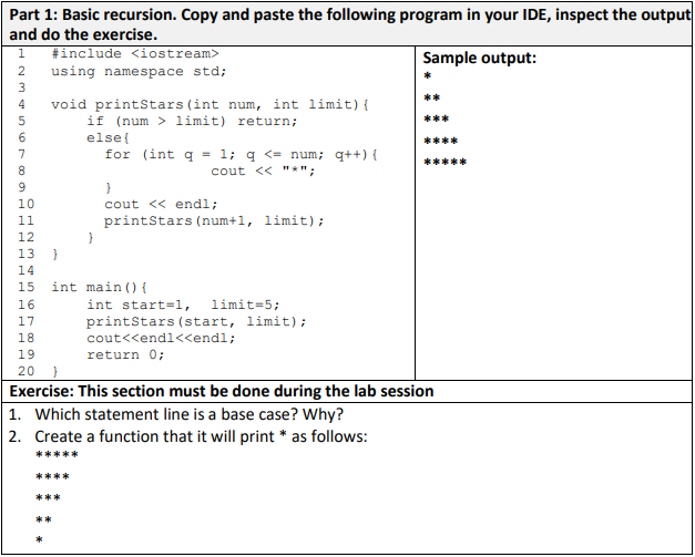 Solved ** HM000 10 Part 1: Basic recursion. Copy and paste | Chegg.com