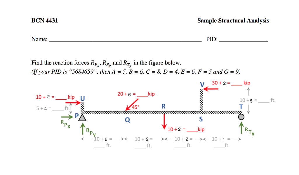 Solved Sample Structural Analysis BCN 4431 PID: Name: Find | Chegg.com