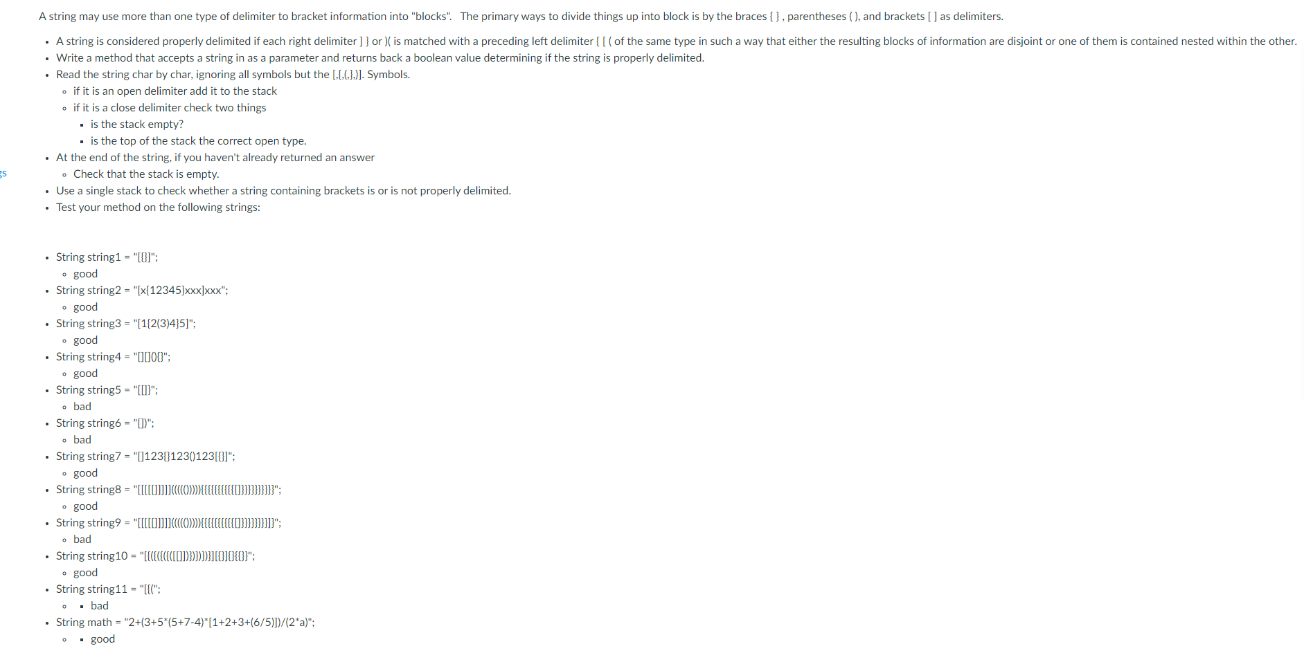 Solved A string may use more than one type of delimiter to | Chegg.com