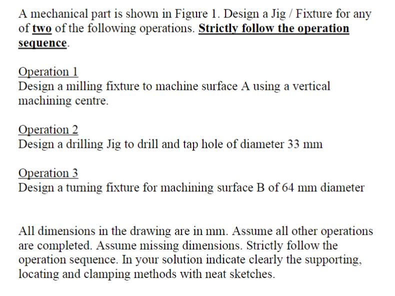 Solved DESIGN A JIG/ FIXTURE FOR ANY OF TWO (2) OF THE | Chegg.com