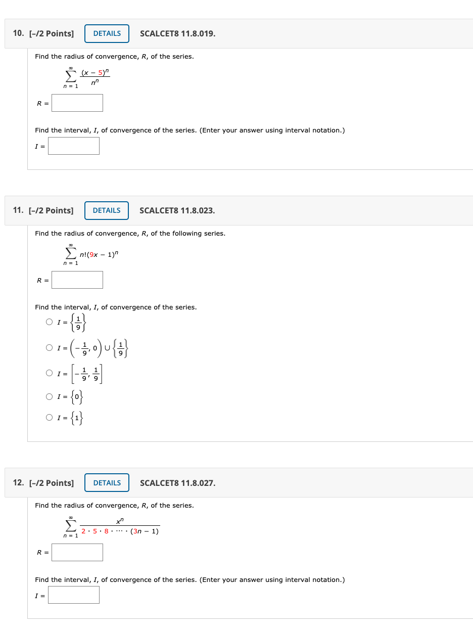 Solved 10. [-12 Points] DETAILS SCALCET8 11.8.019. Find the | Chegg.com