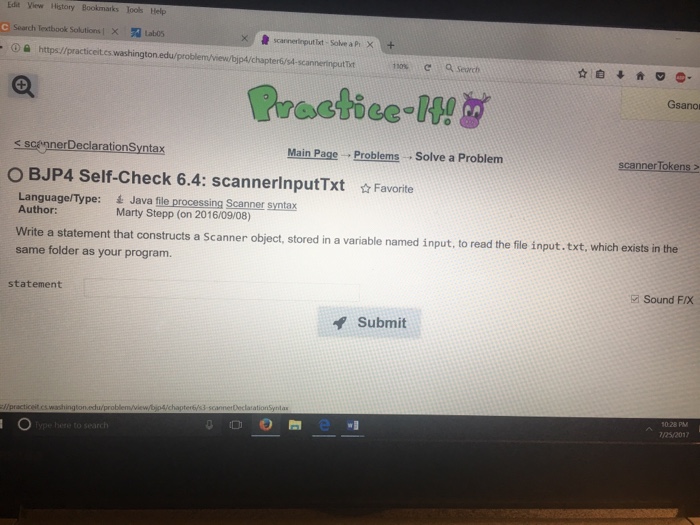 Solved Write A Statement That Constructs A Scanner Object