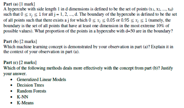 Solved Part (a) [1 mark] A hypercube with side length 1 in | Chegg.com