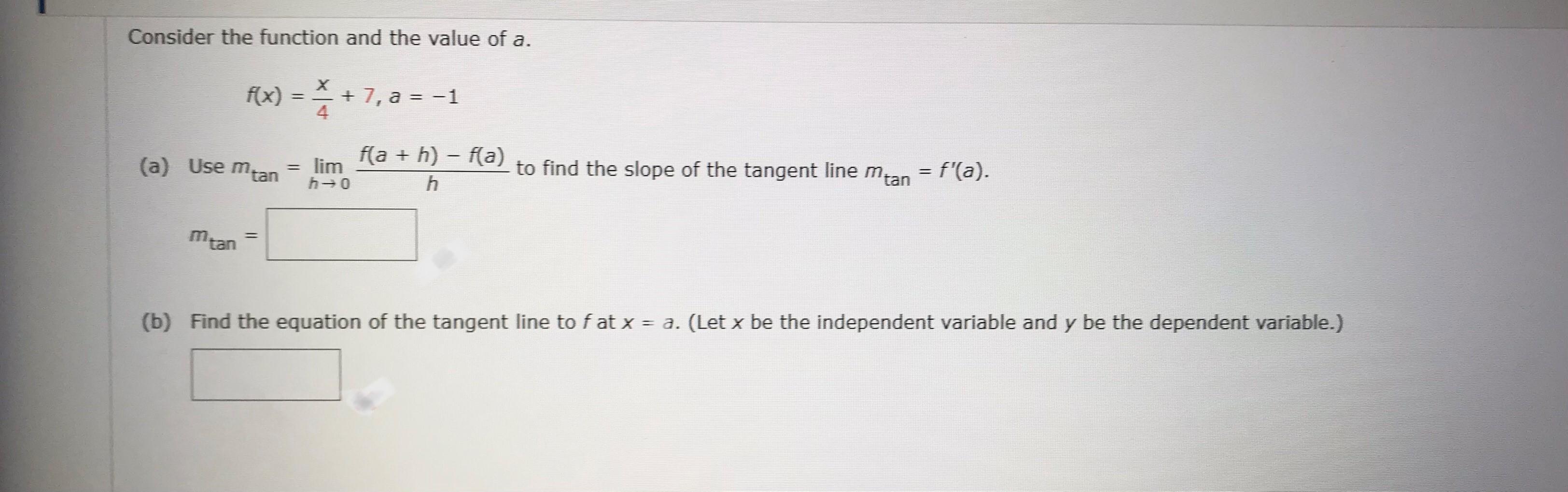 Solved Consider The Function And The Value Of A F X X 4