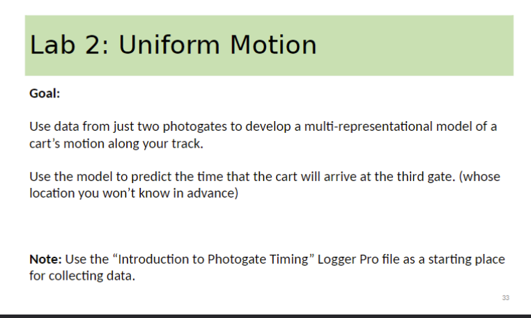 Goal: Use data from just two photogates to develop a | Chegg.com
