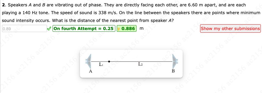 Solved 2. Speakers A and B are vibrating out of phase. They | Chegg.com