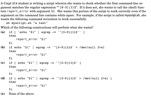 A Cmpt 214 student is writing a script wherein she | Chegg.com