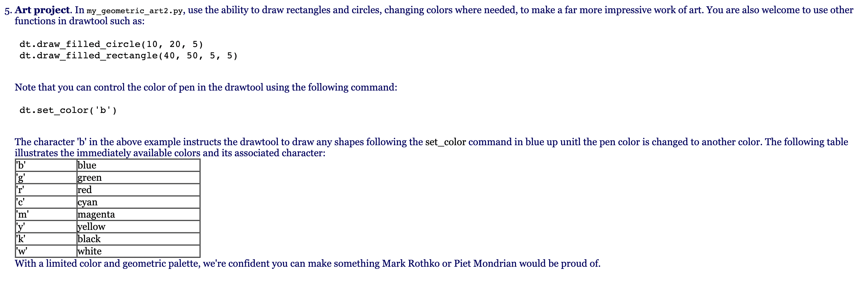 Solved 5. Art project. In my_geometric_art2.py, use the | Chegg.com