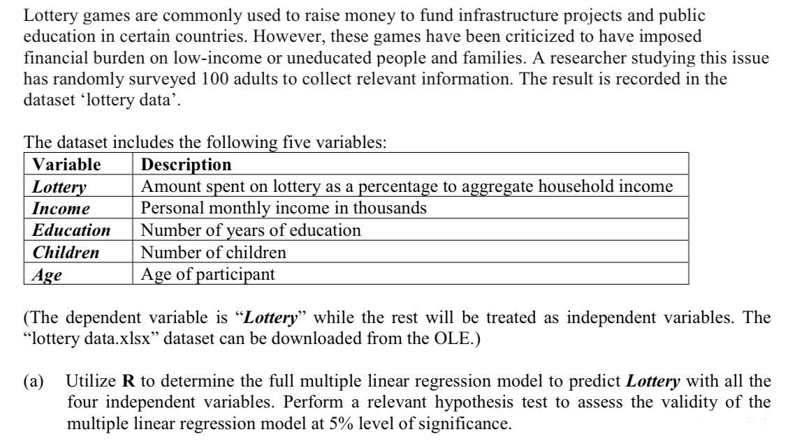 Solved by an EXPERT Lottery games are commonly used to raise money to | Chegg.com