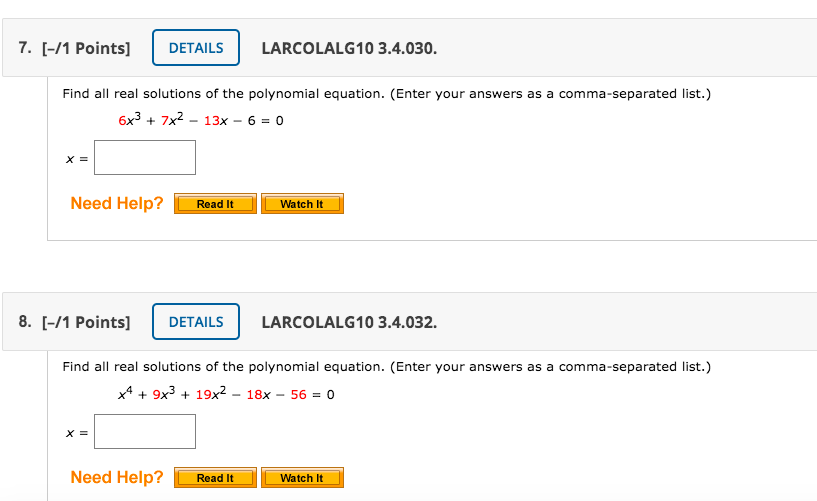 Solved Use the Rational Zero Test to list the possible | Chegg.com