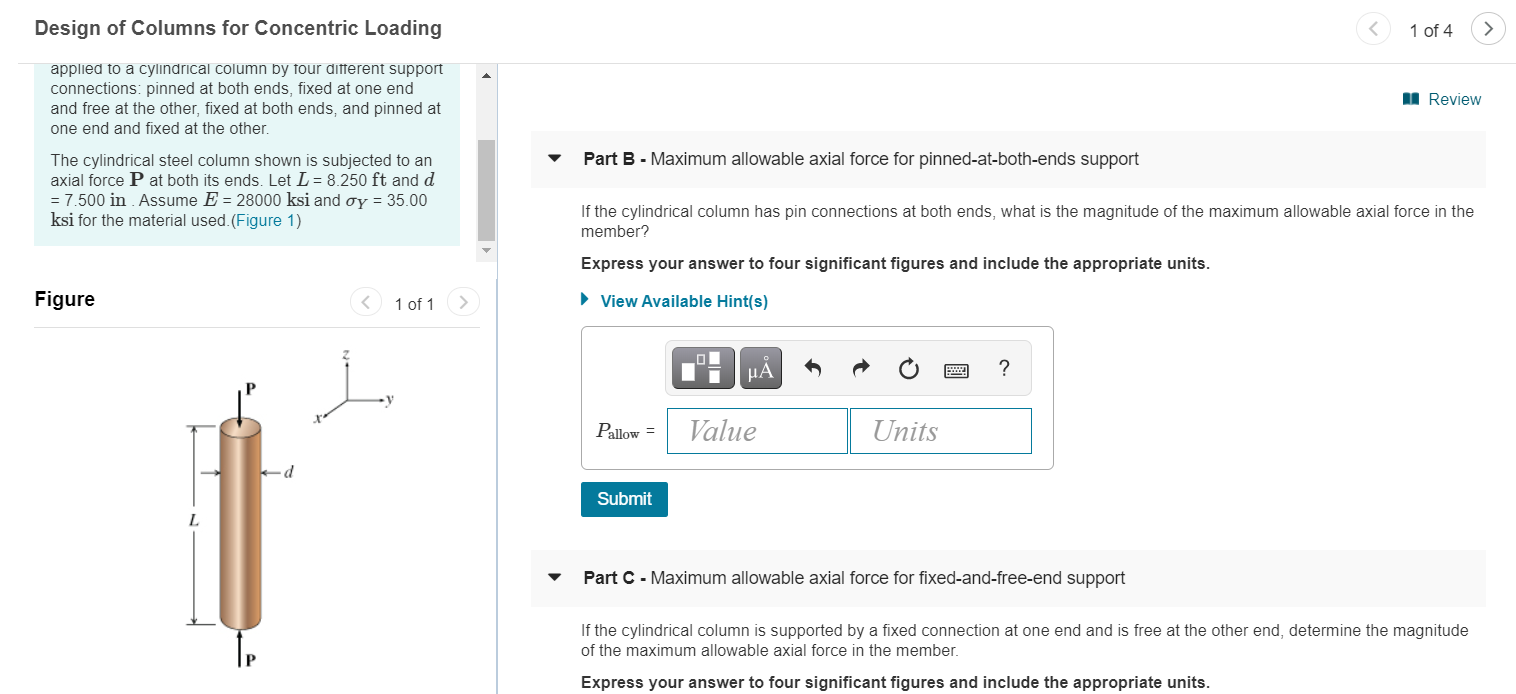 Solved Design of Columns for Concentric Loading | Chegg.com