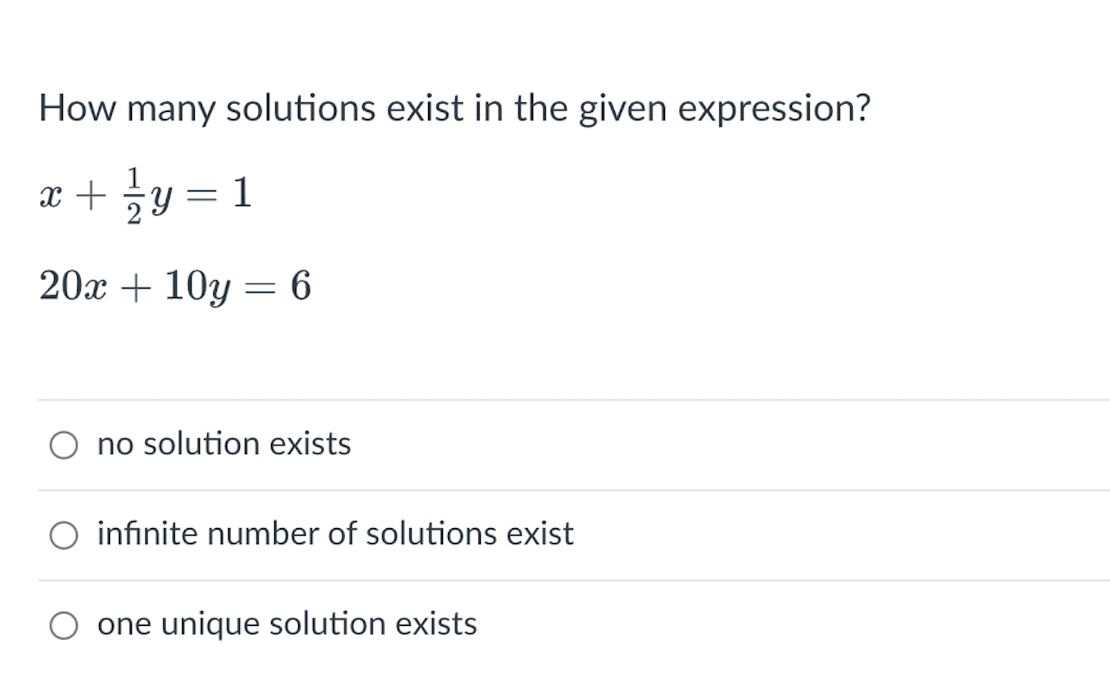 Solved How many solutions exist in the given expression? x + | Chegg.com