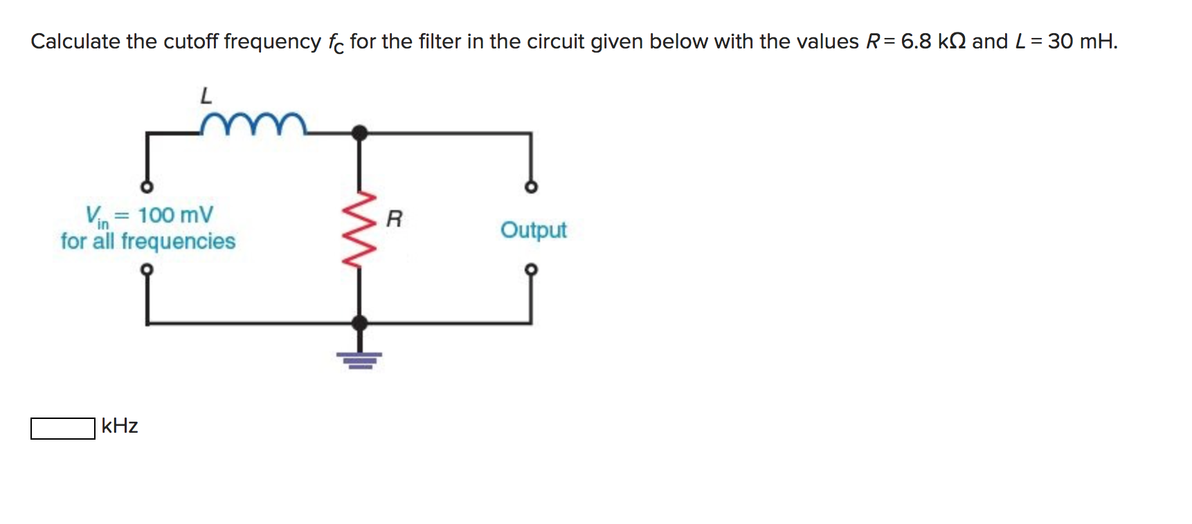 Solved Calculate the cutoff frequency fc for the filter in | Chegg.com