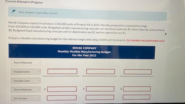 Solved θ Your answer is partially correct. Novak Company | Chegg.com