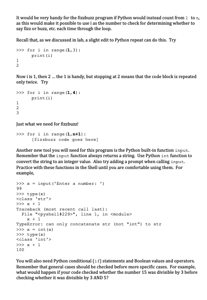 Solved Background - Fizzbuzz Recall that fizzbuzz is played | Chegg.com