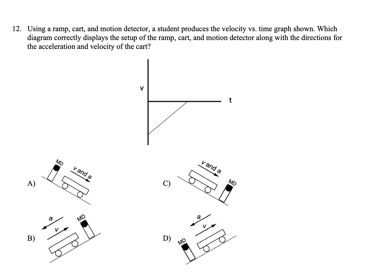 Solved 12. Using a ramp, cart, and motion detector, a | Chegg.com