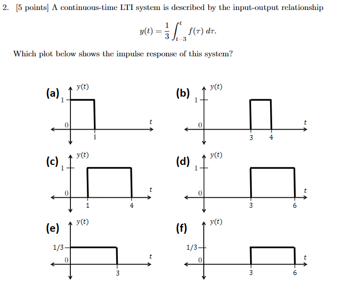 Solved [5 points] A continuous-time LTI system is described | Chegg.com