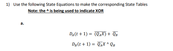 Solved 1) Use the following State Equations to make the | Chegg.com
