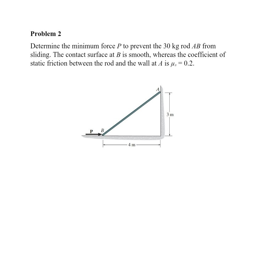 Solved Problem 2 Determine The Minimum Force P To Prevent