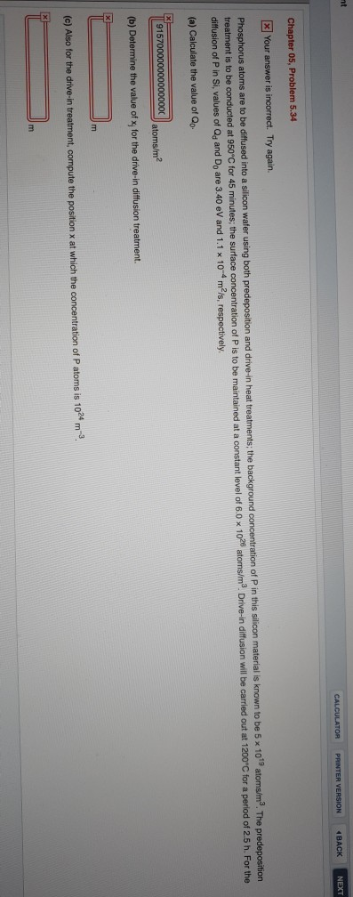 Solved CALCULATOR PRINTER VERSION BACK NEXT Chapter 05, | Chegg.com