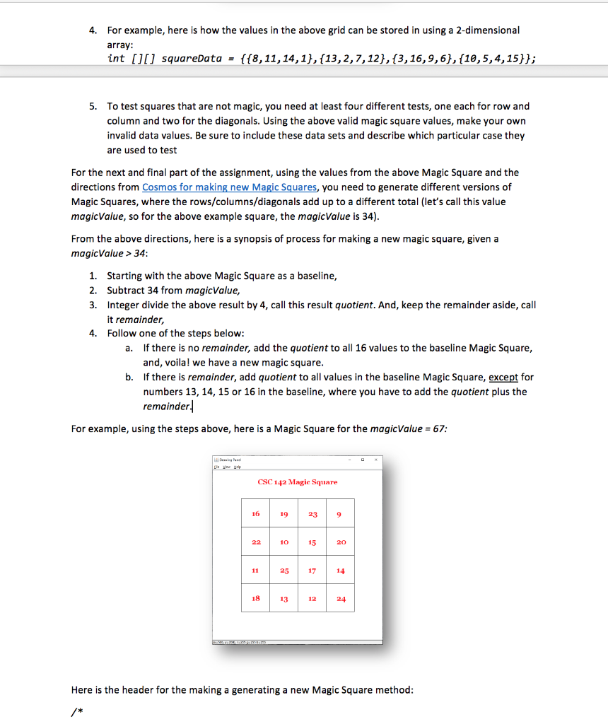 Magic Squares CSC 142 Programming Assignment #4 Due: | Chegg.com