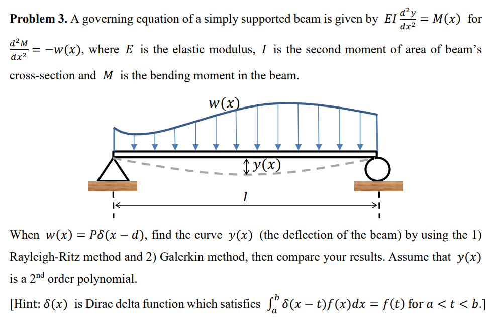 Problem 3. A governing equation of a simply supported | Chegg.com