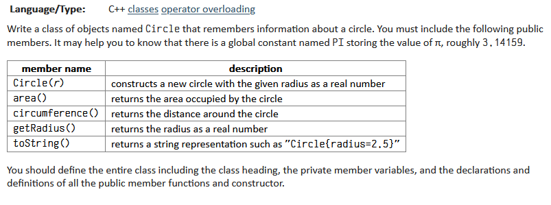 Solved Language/Type: C++ classes operator overloading Write | Chegg.com