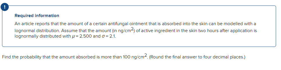 Solved Find the mean amount absorbed. (Round the final | Chegg.com