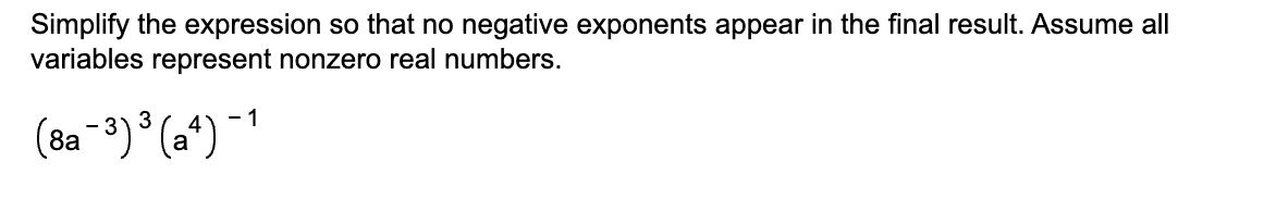 Solved Simplify the expression so that no negative exponents | Chegg.com