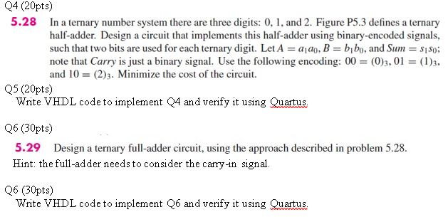 Solved Q4 (20pts) 5.28 In a ternary number system there are | Chegg.com
