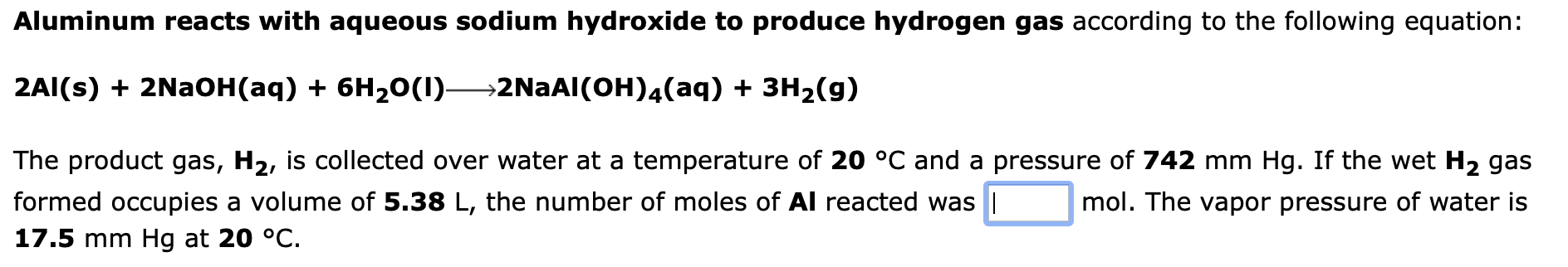 Solved Aluminum reacts with aqueous sodium hydroxide to | Chegg.com