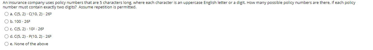 Solved An insurance company uses policy numbers that are 5 | Chegg.com