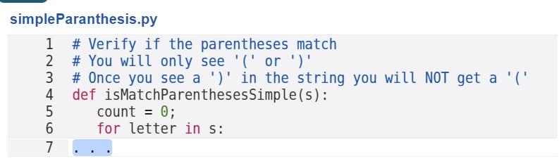 Solved Solve the problem: Test cases Only '(' or ')' in the | Chegg.com